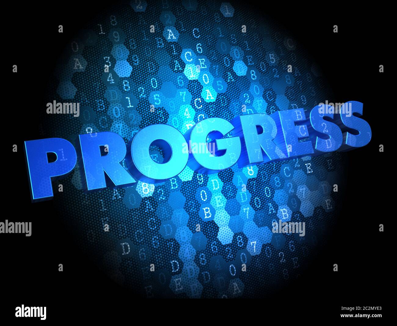 Progress - Text in Blue Color on Dark Digital Background Stock Photo ...