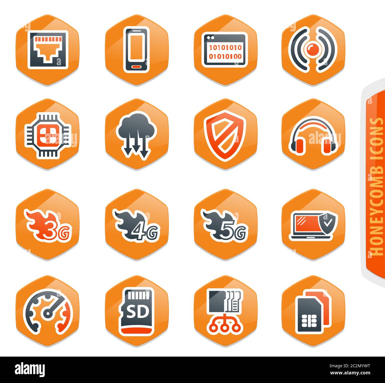 Mobile connection color vector icons for user interface design Stock ...