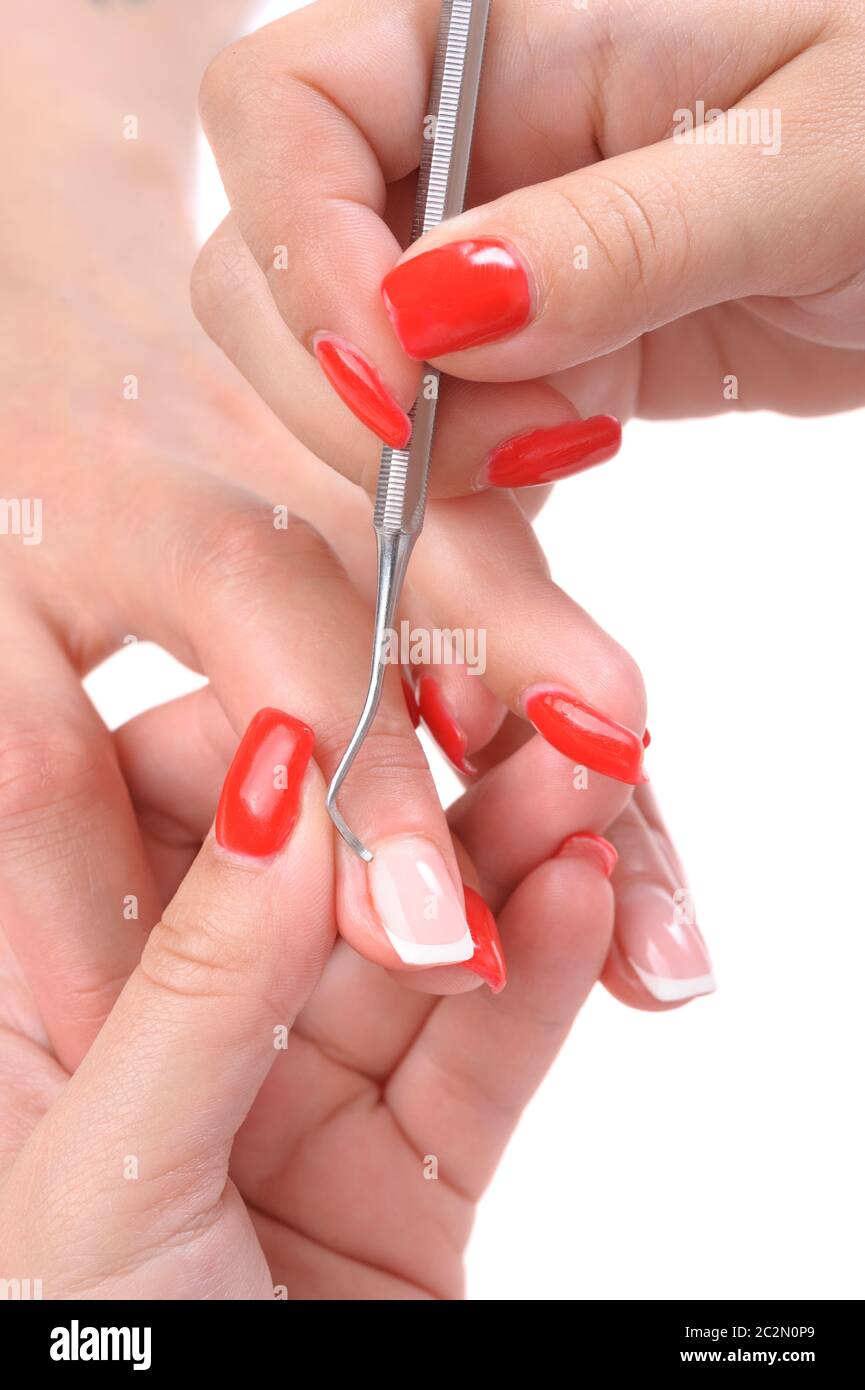 Cleaning nail on female hand hi-res stock photography and images - Alamy