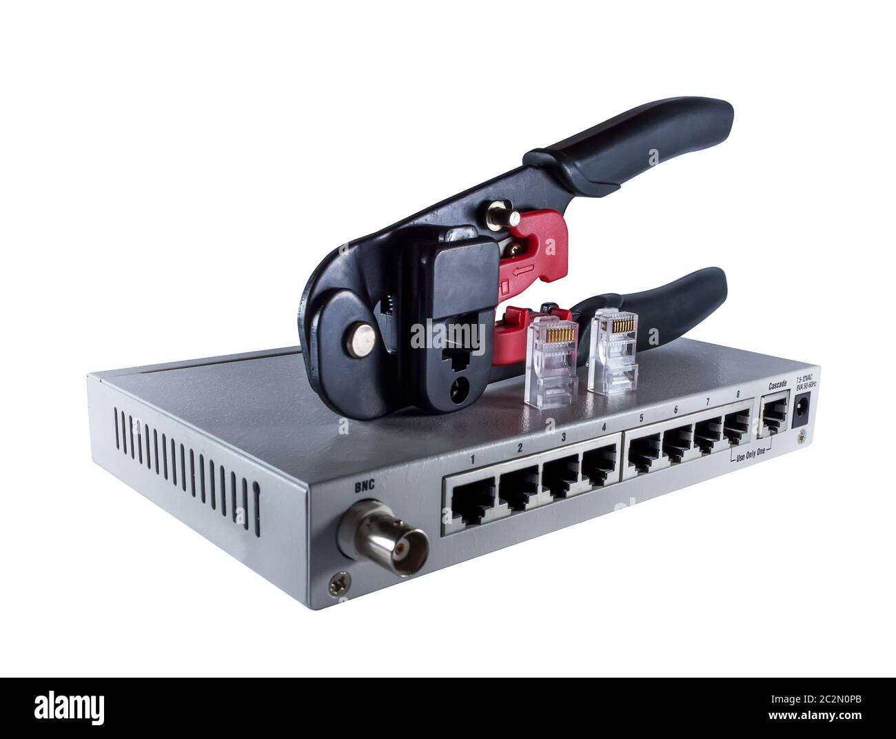 Switch hub, mounting clamps and connectors Stock Photo - Alamy