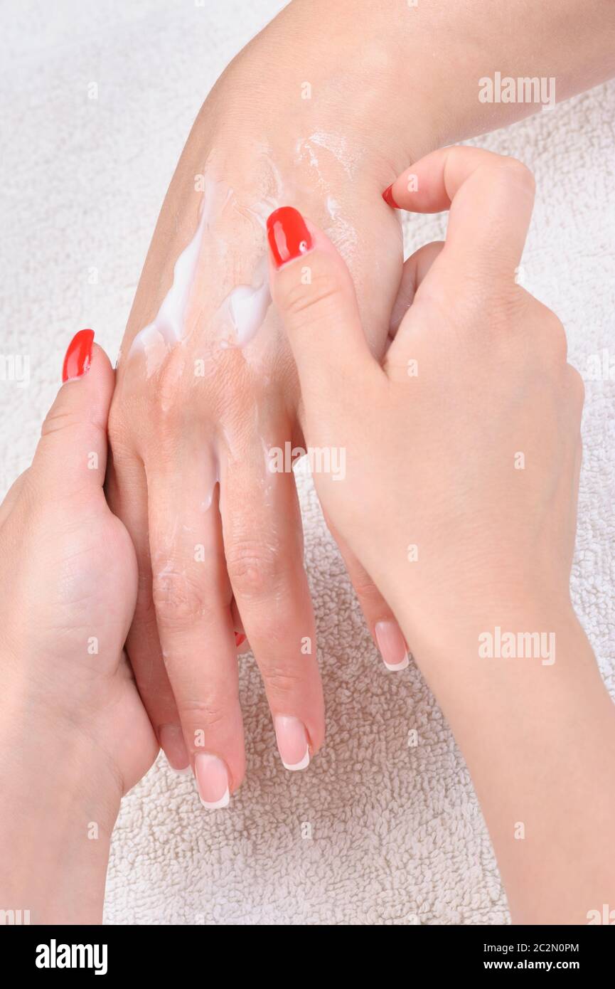 Applying on hands hi-res stock photography and images - Alamy
