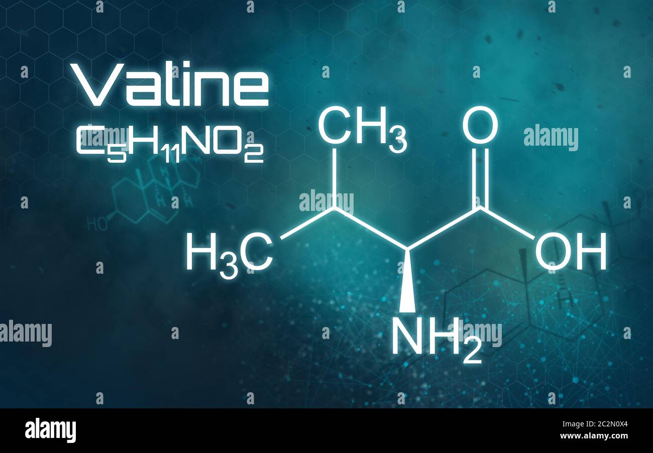 Chemical formula of Valine on a futuristic background Stock Photo - Alamy