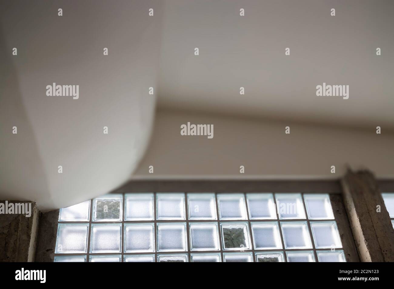 Minimal cafe interior decorating with modern glass box, stock photo ...