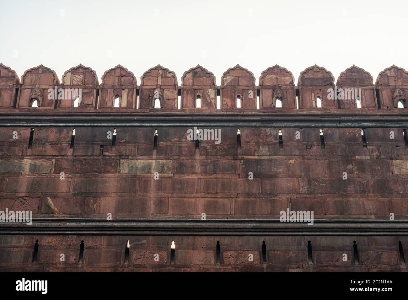 red fort fortress wall and surrounding moat. Red fort is a famous ...