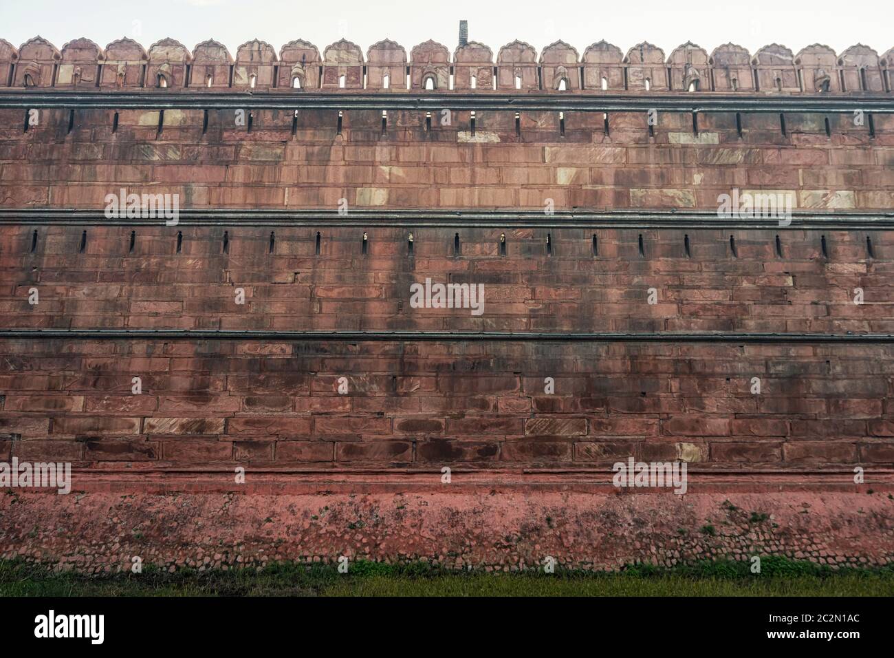 red fort fortress wall and surrounding moat. Red fort is a famous ...