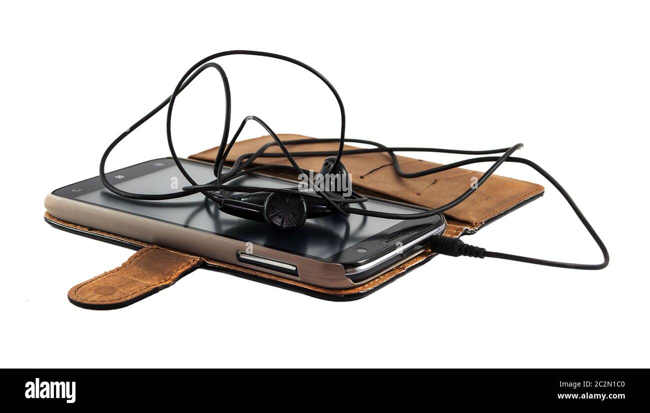 Smartphone with headphones Stock Photo - Alamy