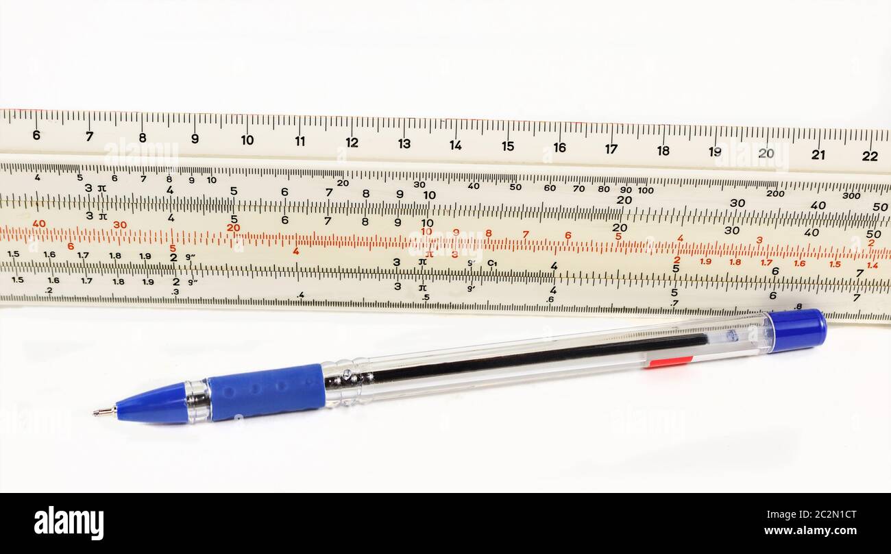 Ruler and pen Stock Photo - Alamy