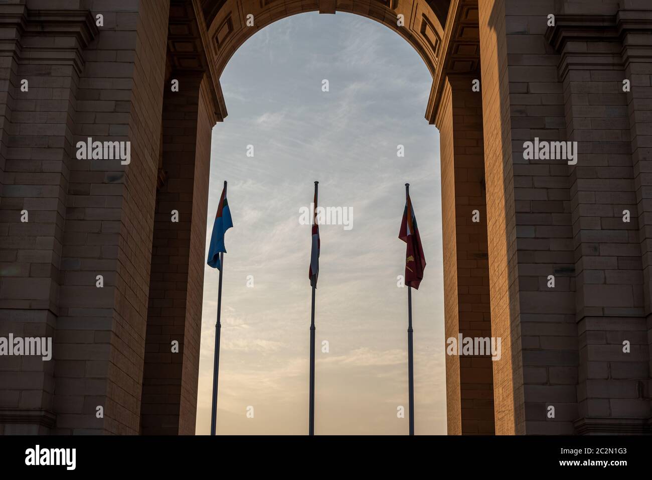 india gate shining bright from the sunset light. Taken in New Delhi ...
