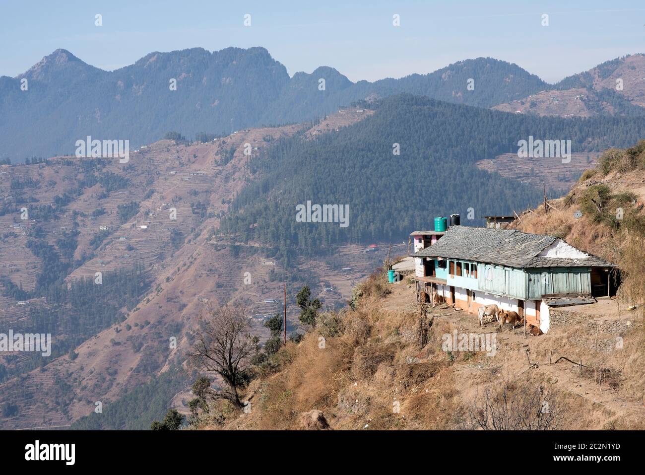 Shimla, India - December 4, 2016: A typical wooden Himachal house at ...