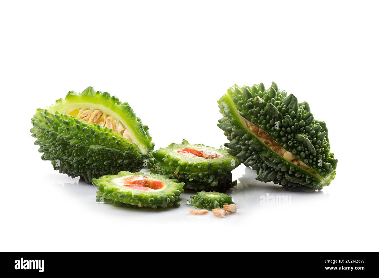 Bitter melon or bitter gourd on white background Stock Photo - Alamy