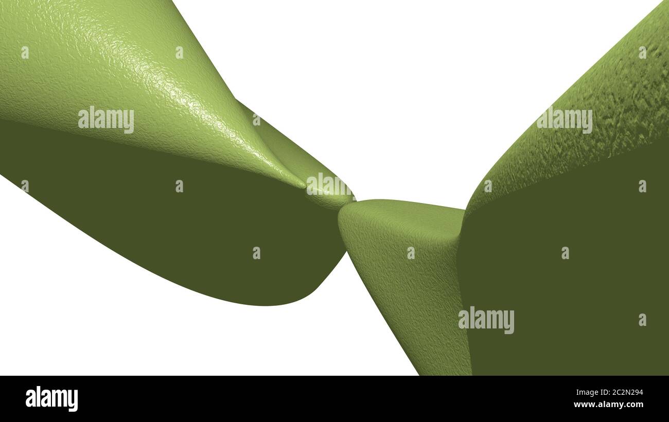 3D illustration of a geometrical shape of yellow green color on a white ...