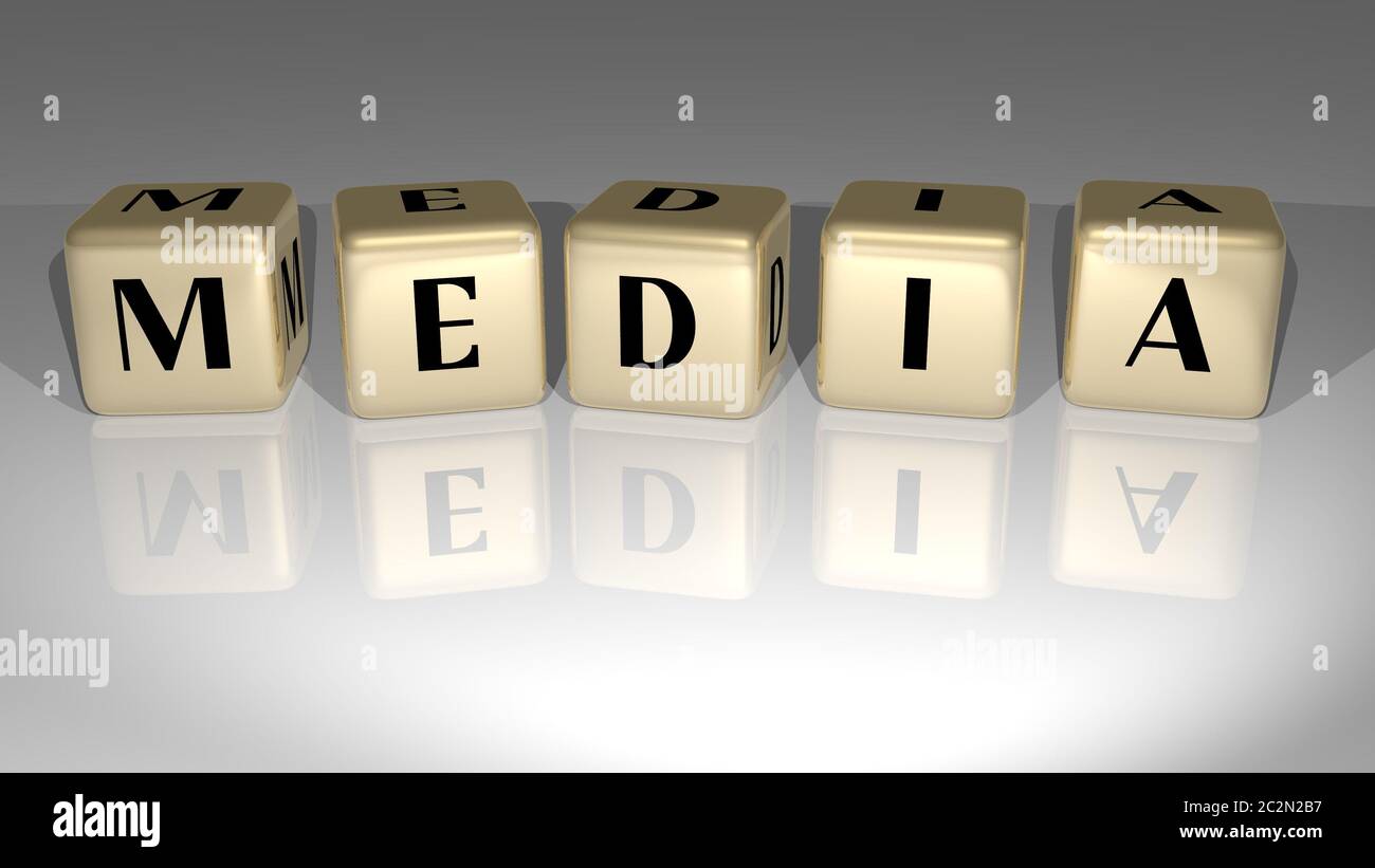 Media made by golden dice letters and color crossing for the related ...