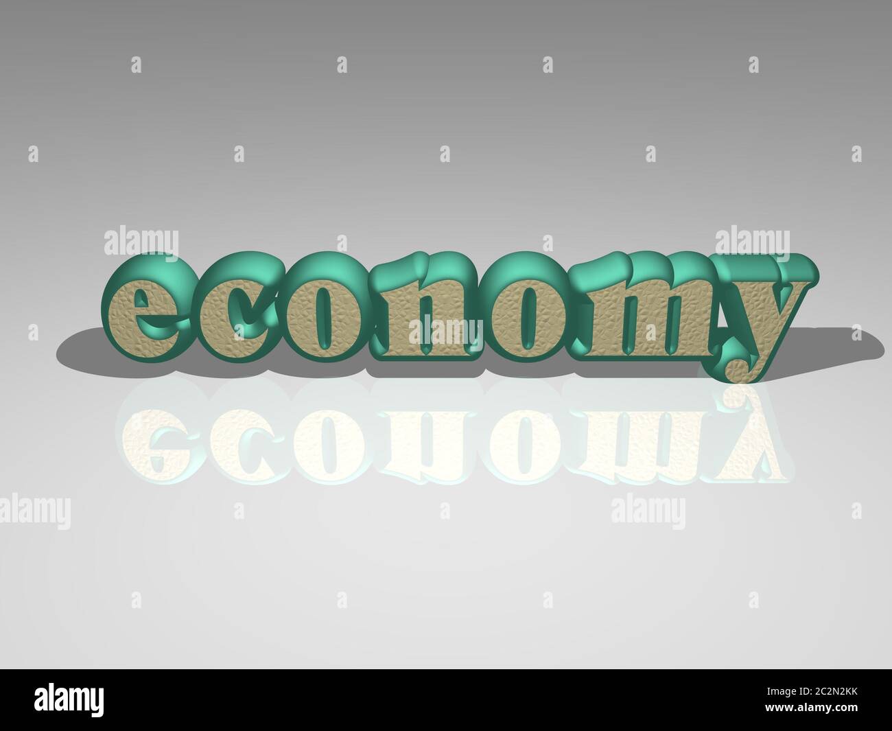 3D illustration of economy text with light perspective and shadows, an ...