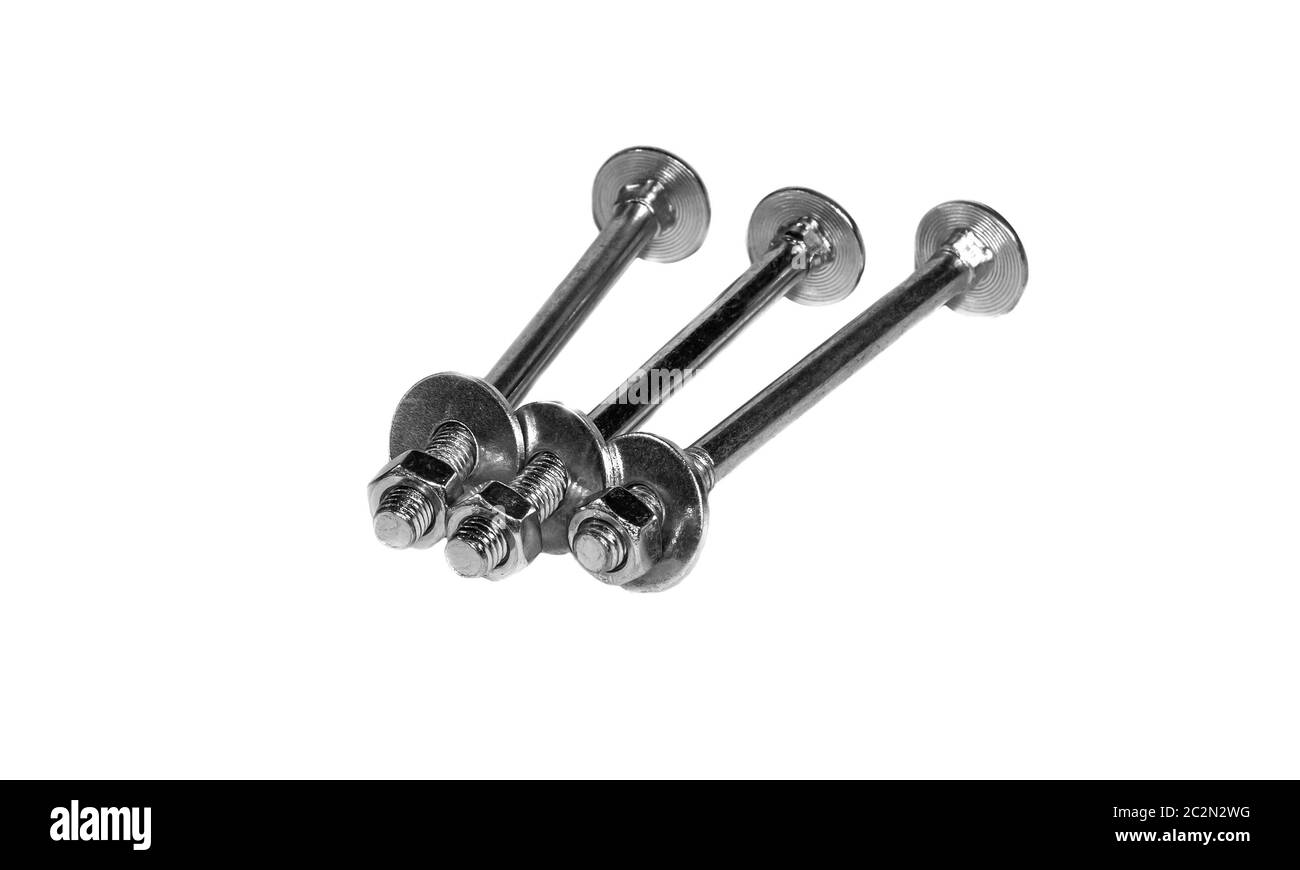 Three mounting bolts with nuts and washers Stock Photo - Alamy