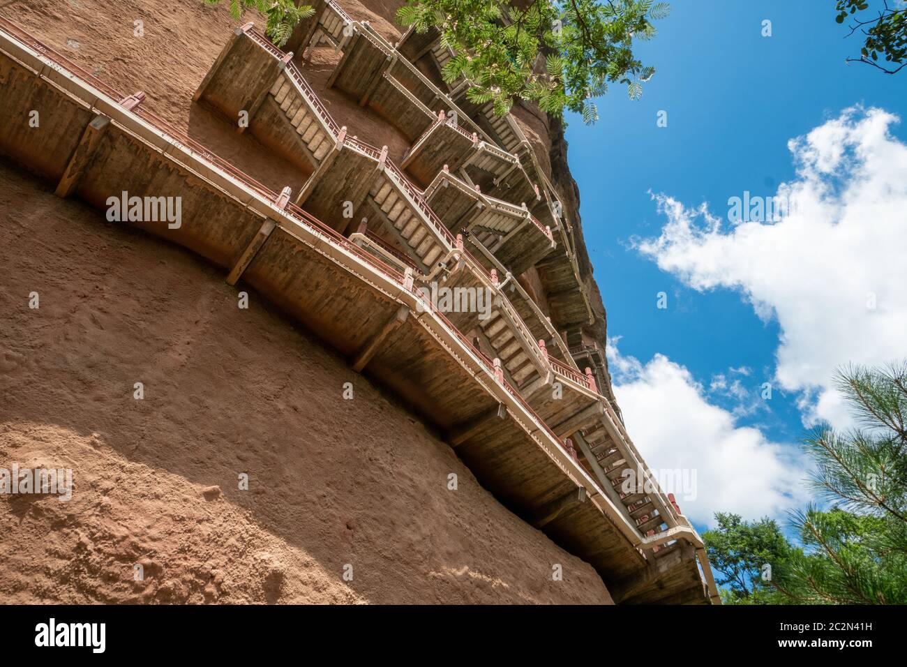 Impressive hill caves with more than 7,000 Buddhist sculptures Stock ...