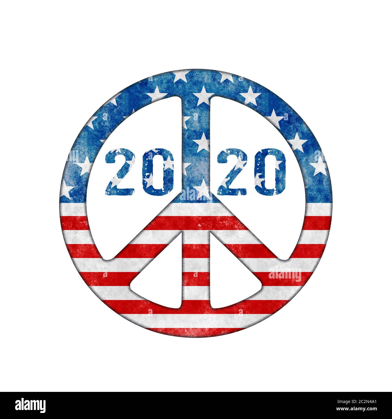 international peace symbol and 2020 in colors and design of the USA ...