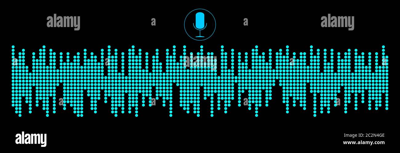 blue Voice Recognition with a microphone and sound waves â ...