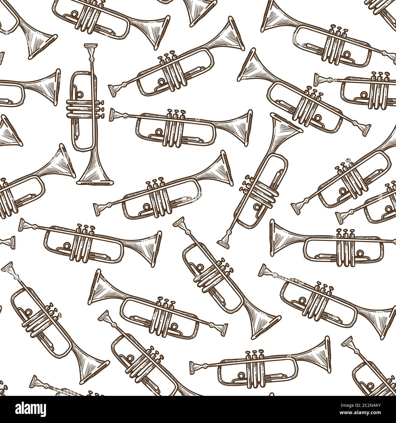 Trumpet wind musical instrument for orchestra seamless pattern Stock ...