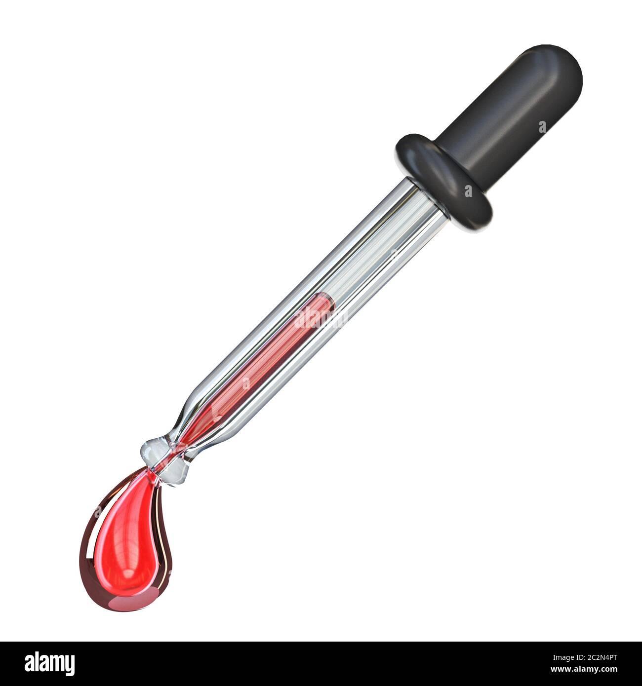 Dropper with red drop 3D rendering illustration isolated on white ...