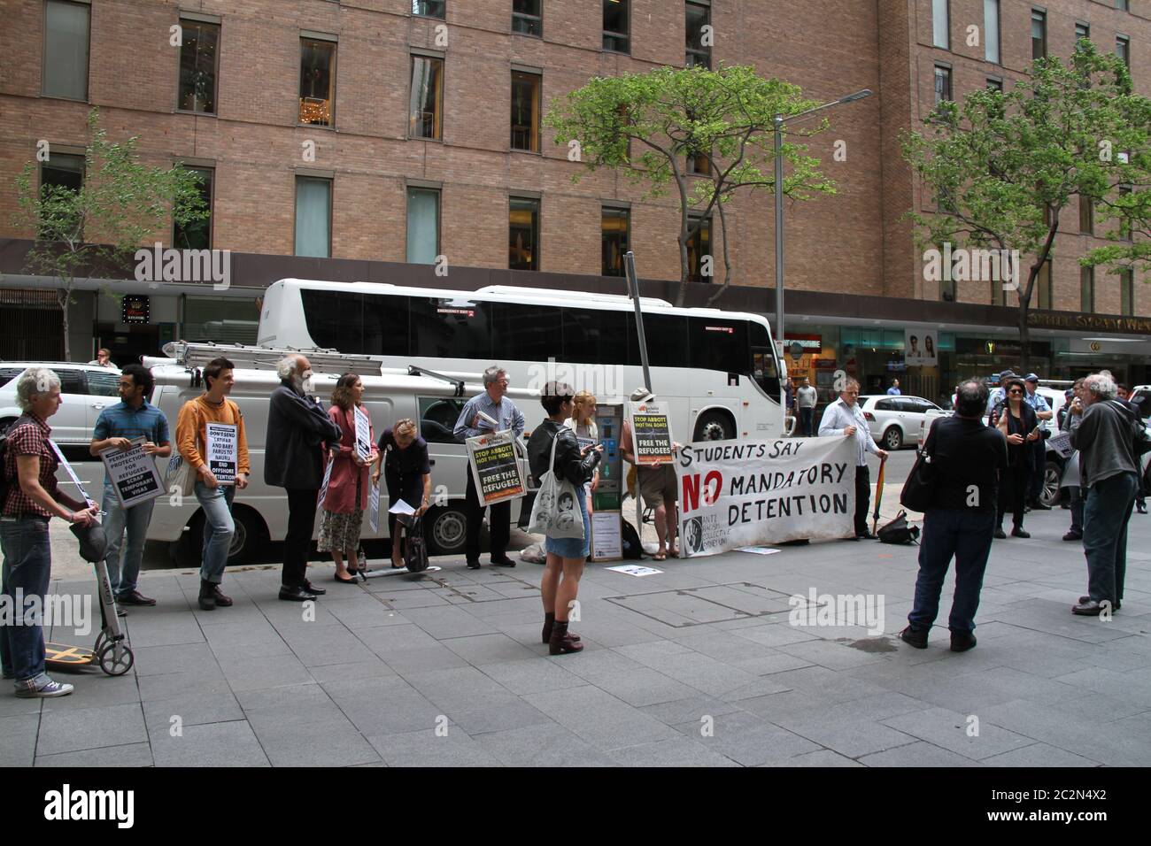 Ian Rintoul from Refugee Action Coalition speaks at the rally outside ...