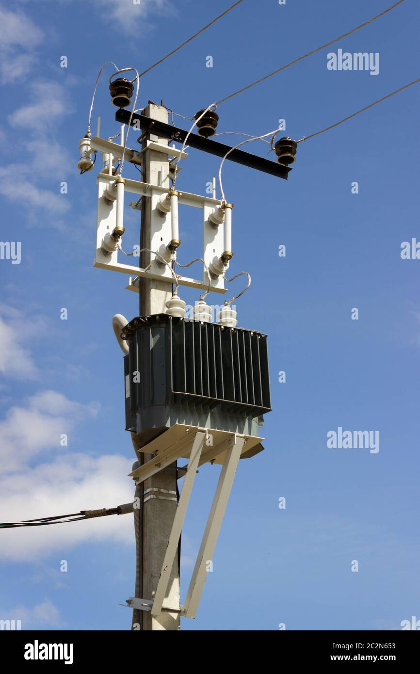 Transformer is installed on a concrete pillar Stock Photo - Alamy
