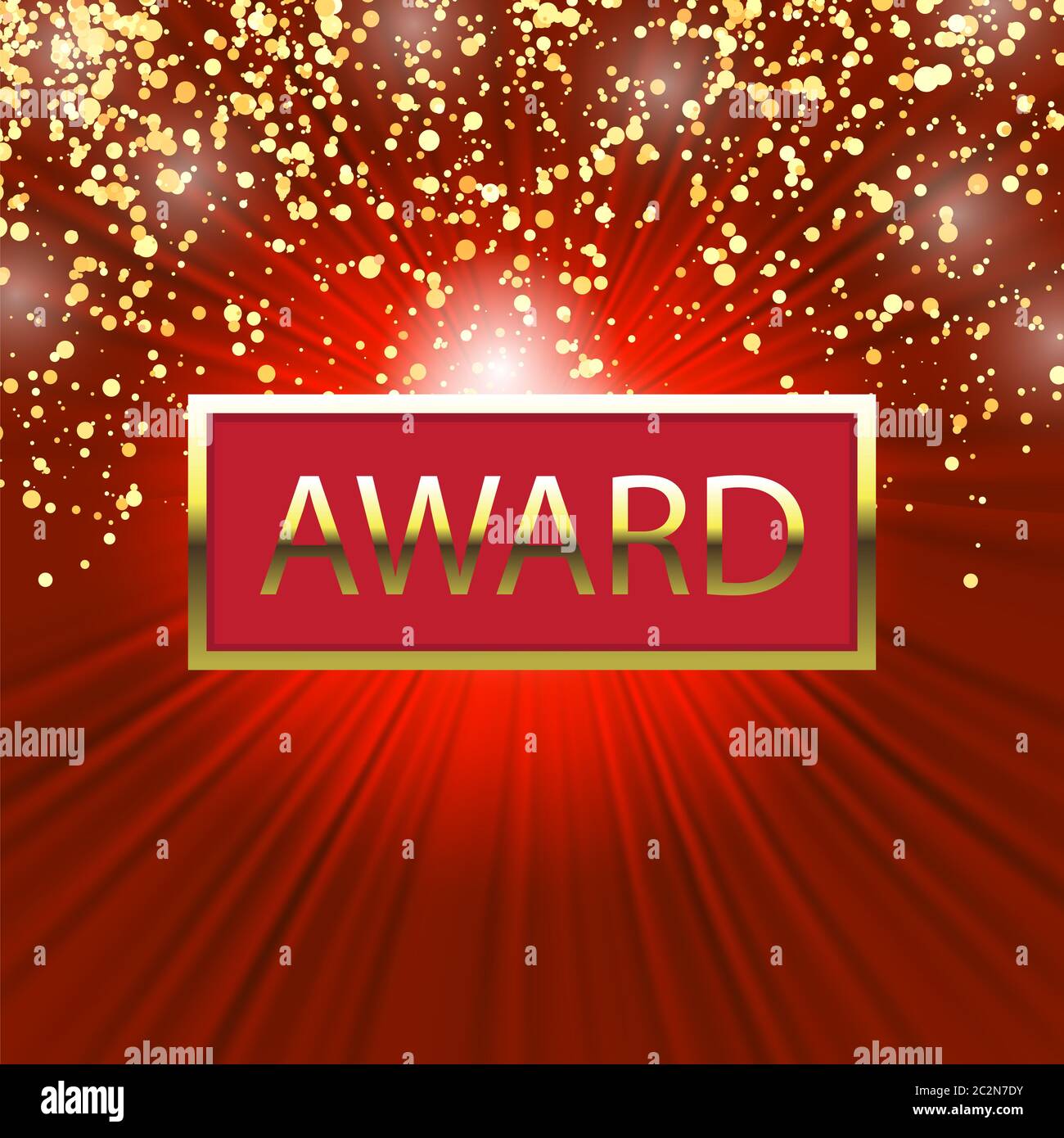 Award Banner with Gold Letters on Red Background with Yellow Confetti ...
