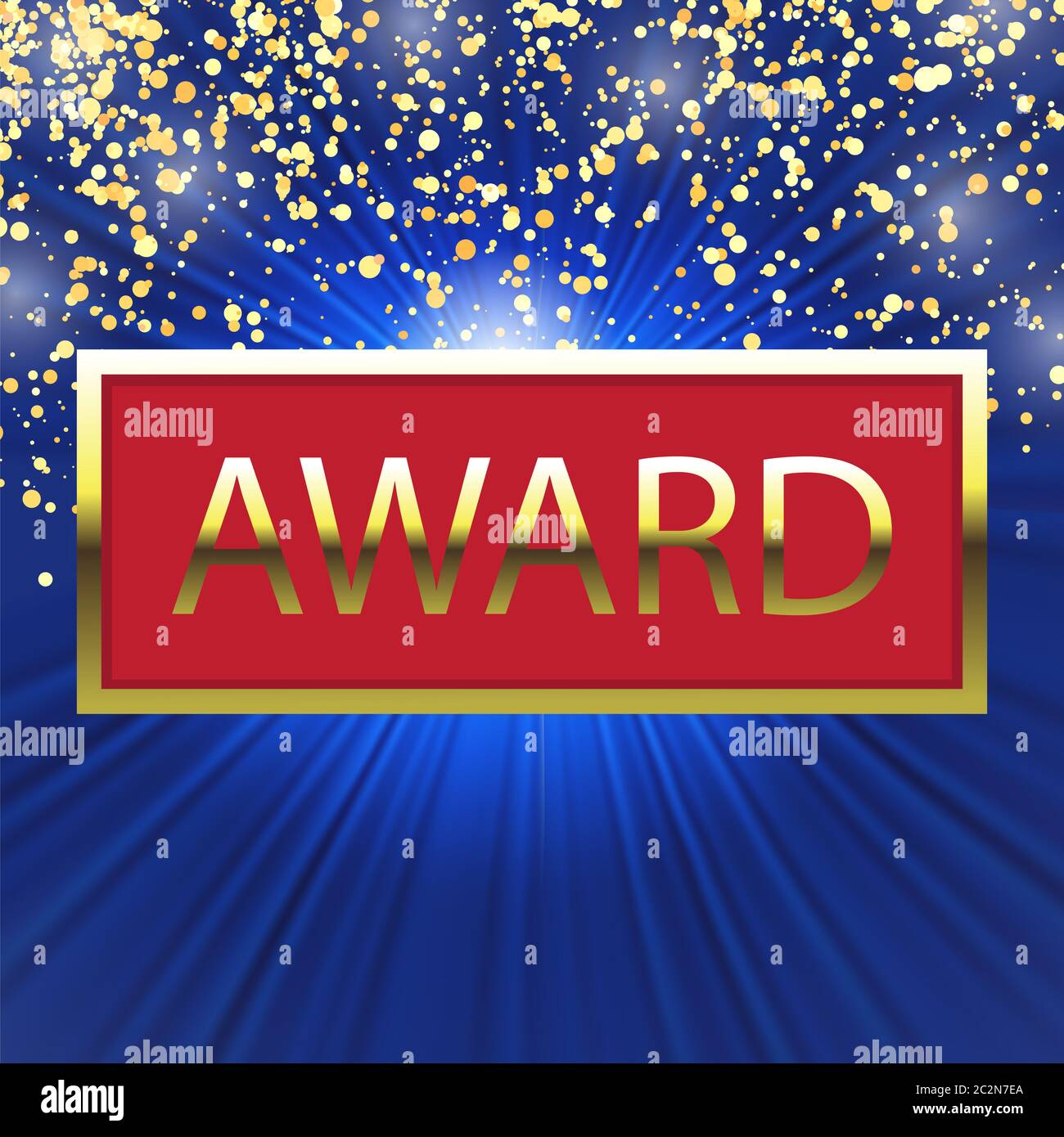 Award Banner with Gold Letters on Blue Background with Yellow Confetti ...
