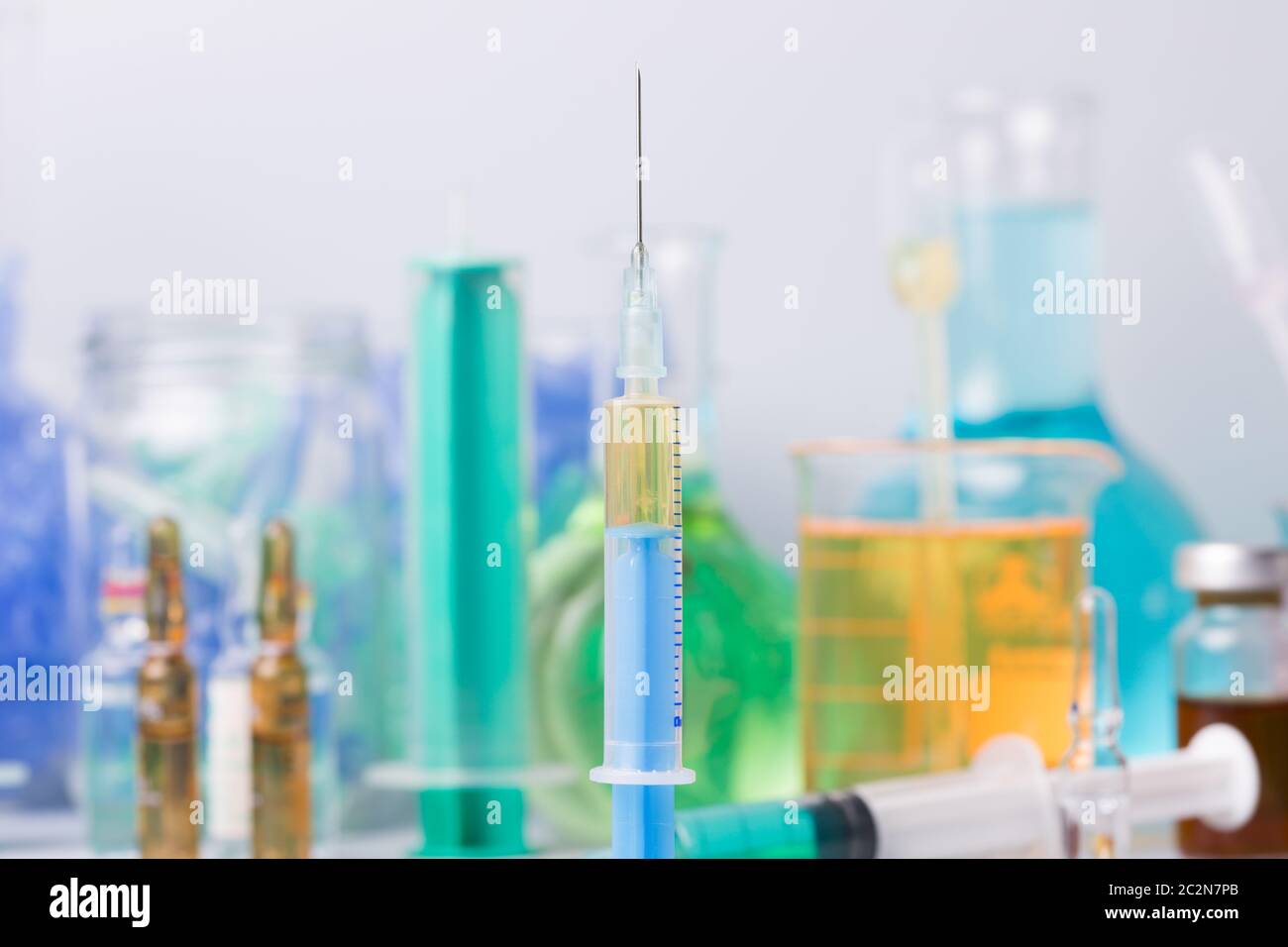 syringe with ampules of drugs Stock Photo - Alamy