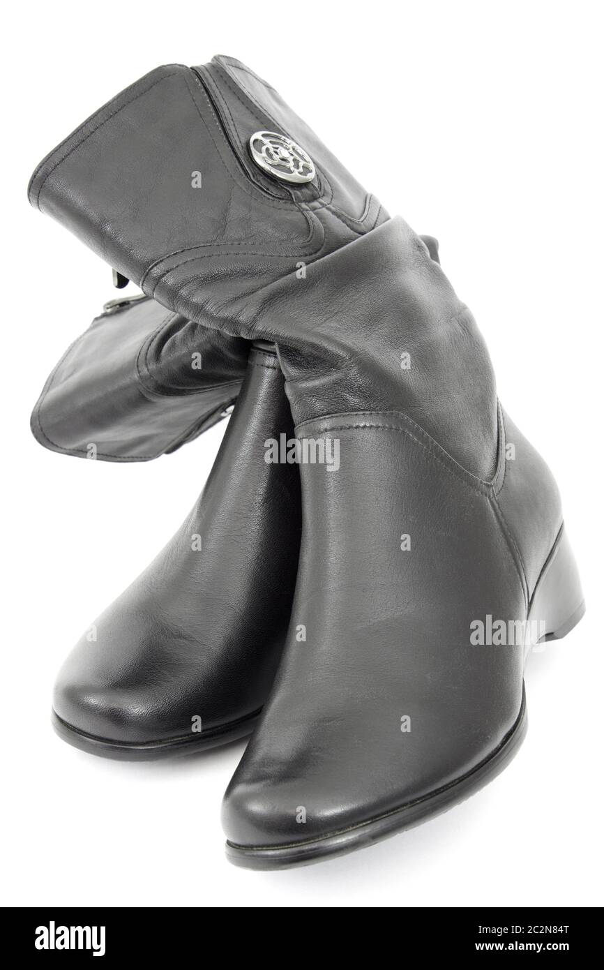 Two black female boots Stock Photo - Alamy