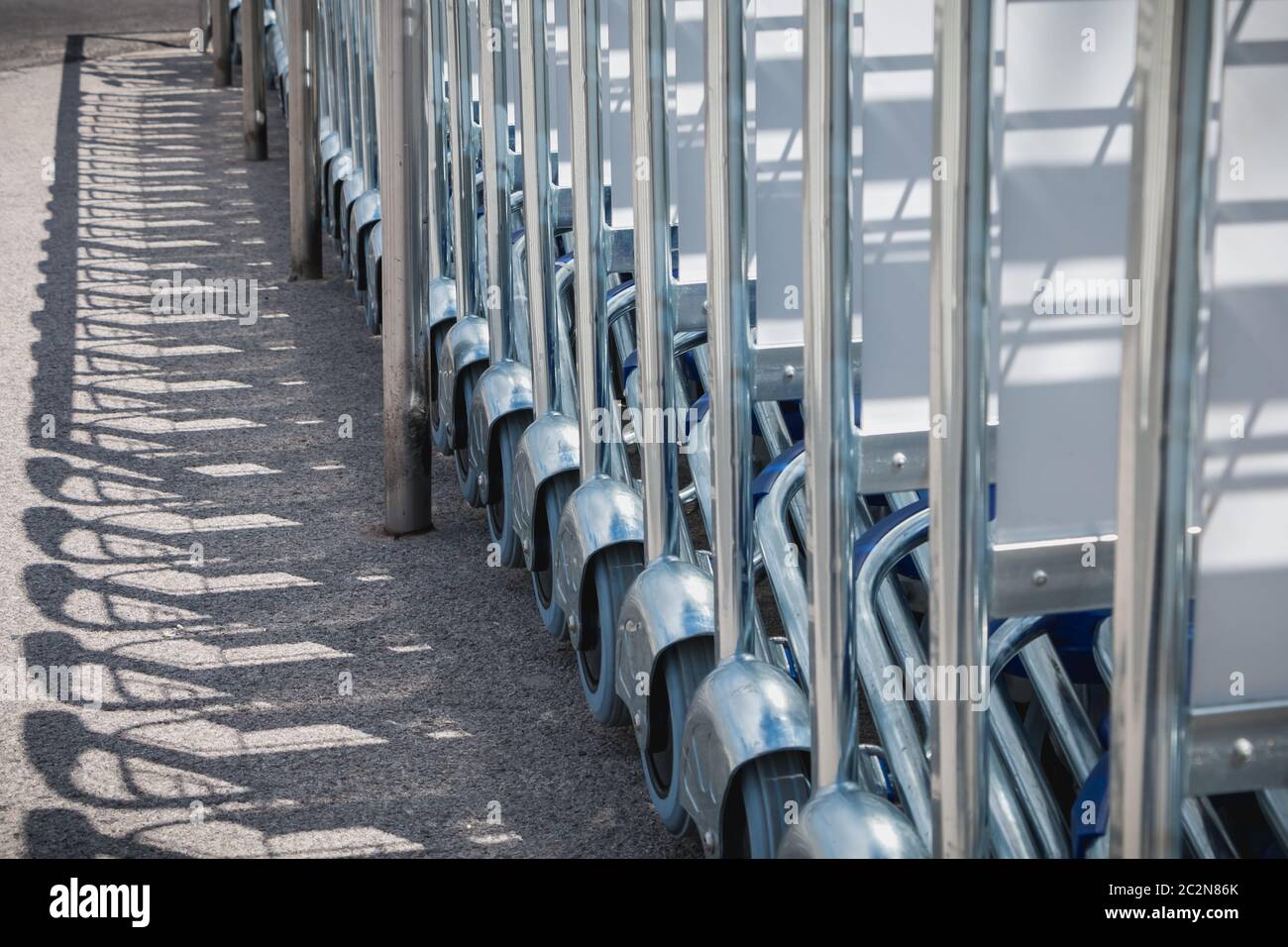 carry cart outside an airport available to travelers to move their ...