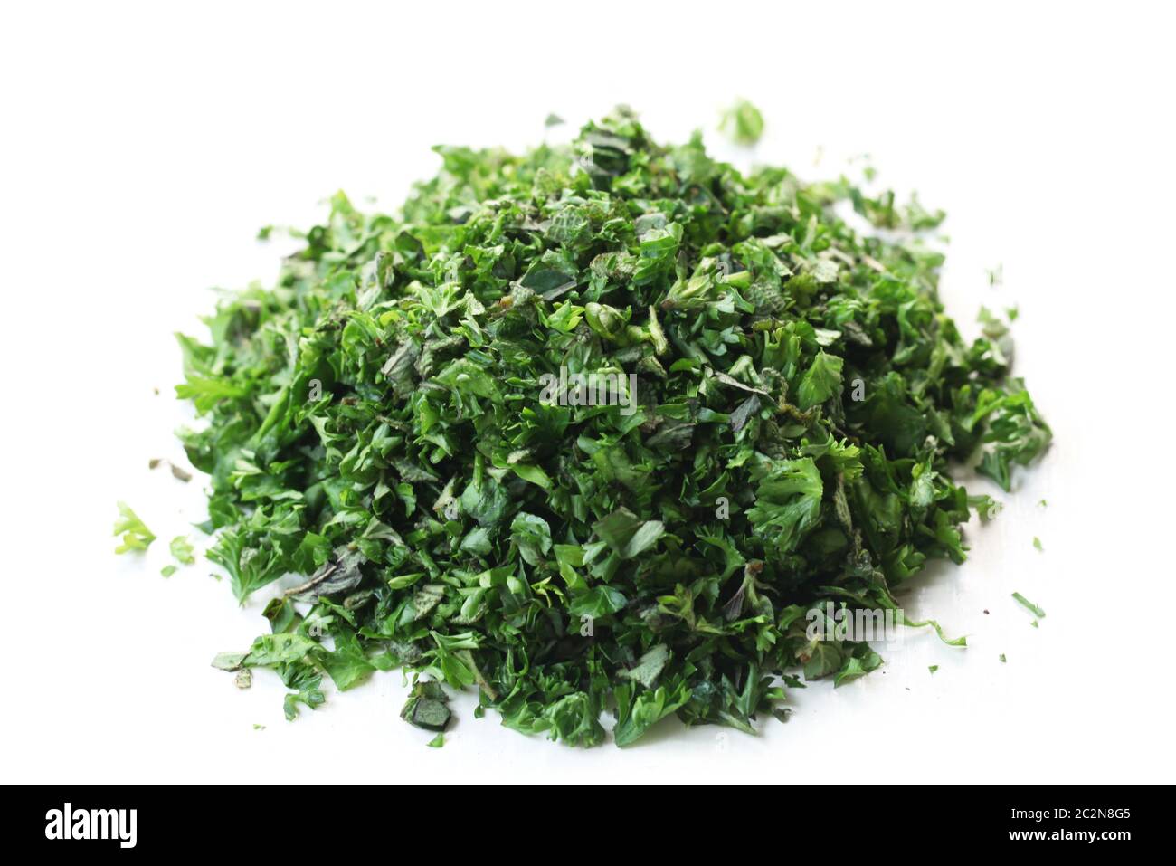 Freshly Chopped Herbs Isolated On White Stock Photo - Alamy