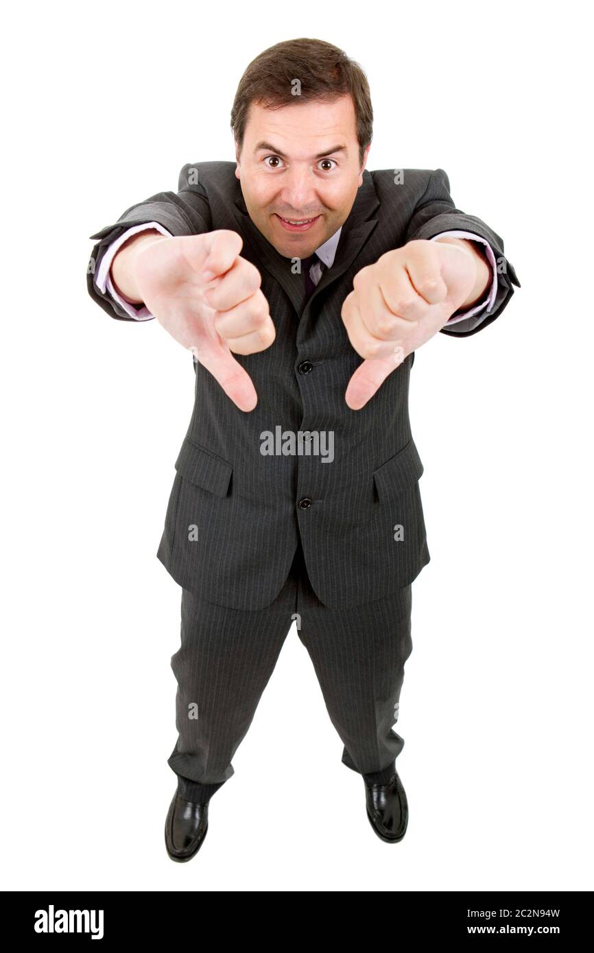 Young businessman showing disapproval, full length, isolated Stock ...