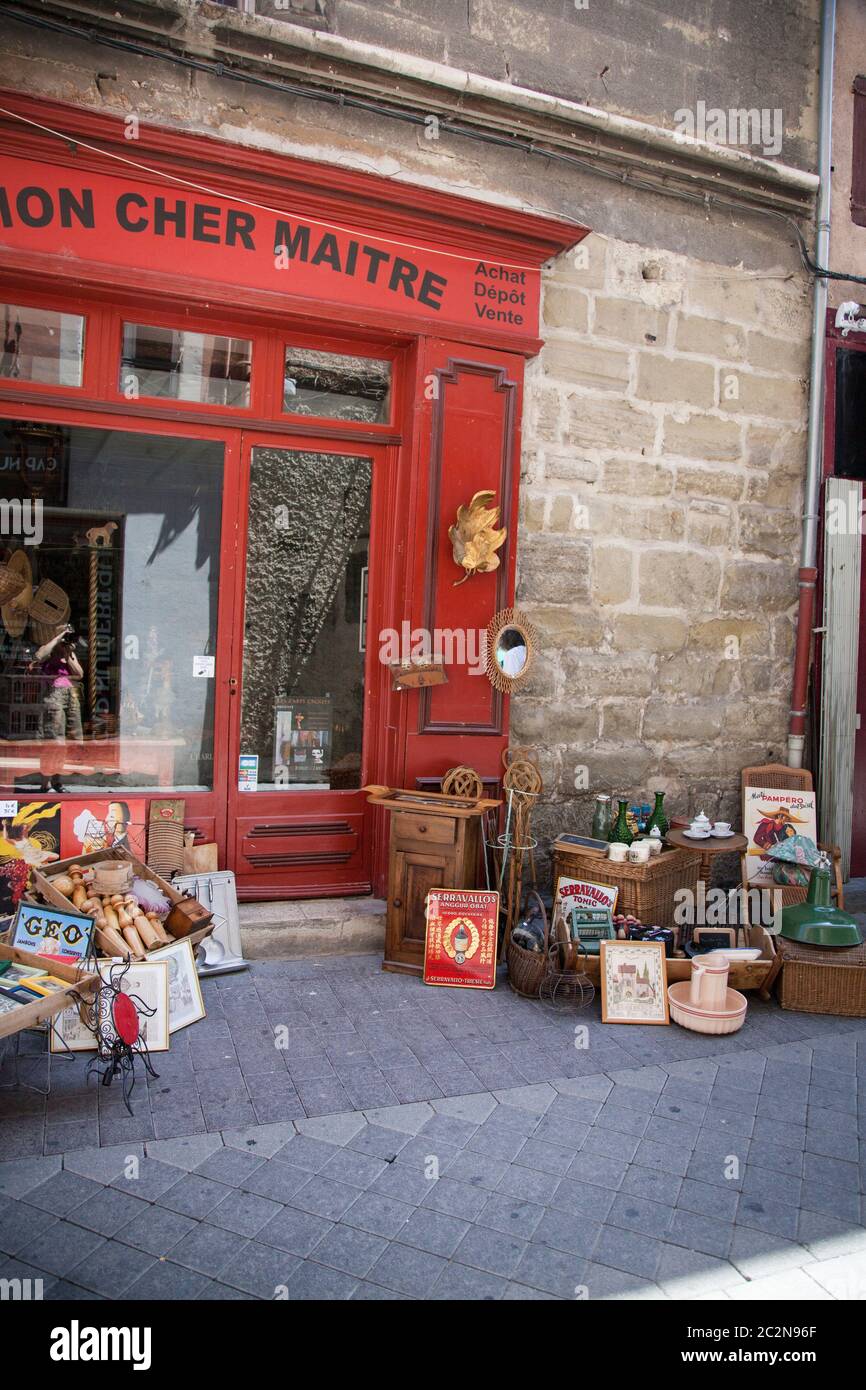 Snapshots when exploring a rustic antique shop south of France Stock ...