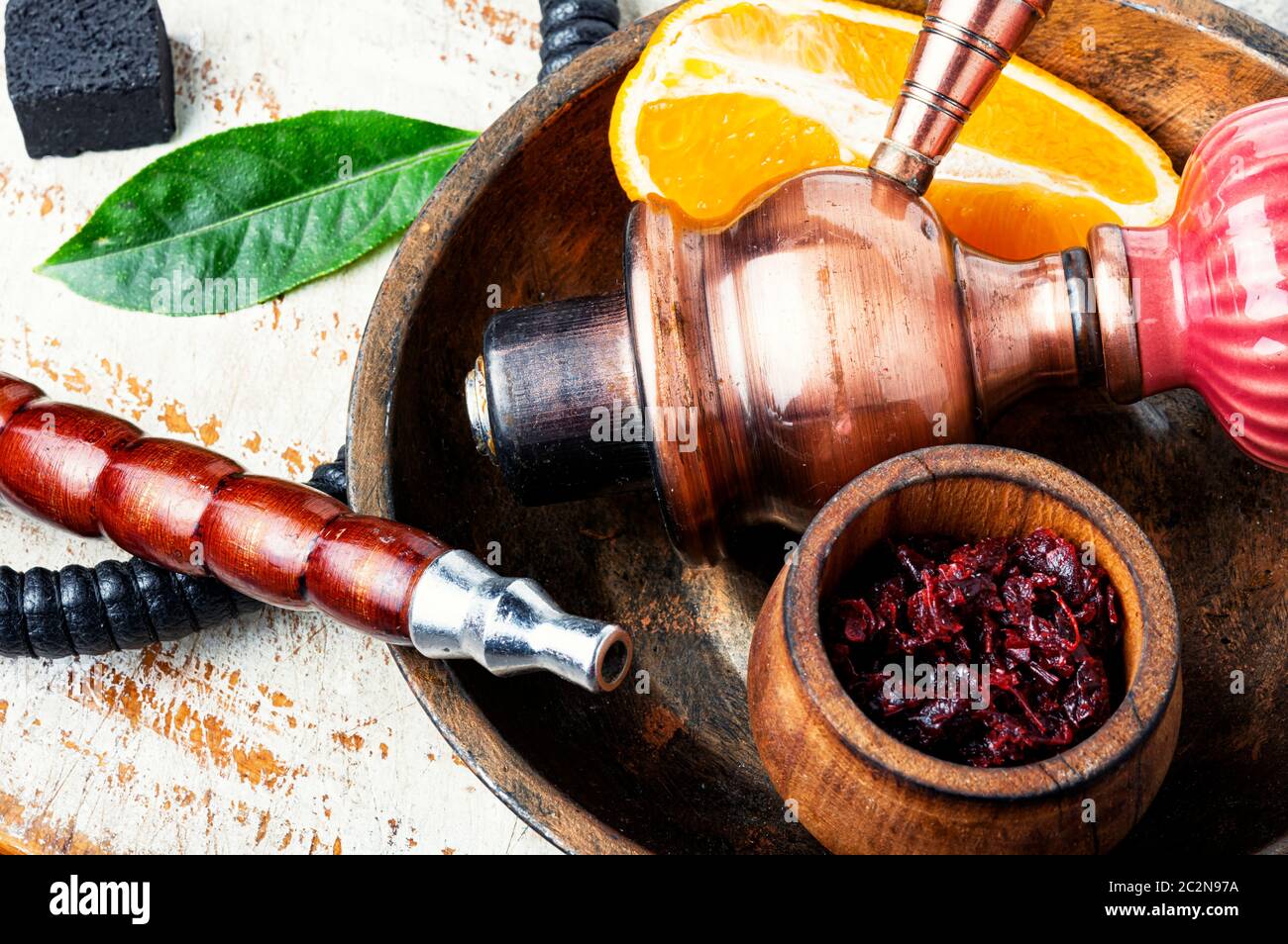 Smoking hookah with the aroma of orange.Details of Oriental hookah ...
