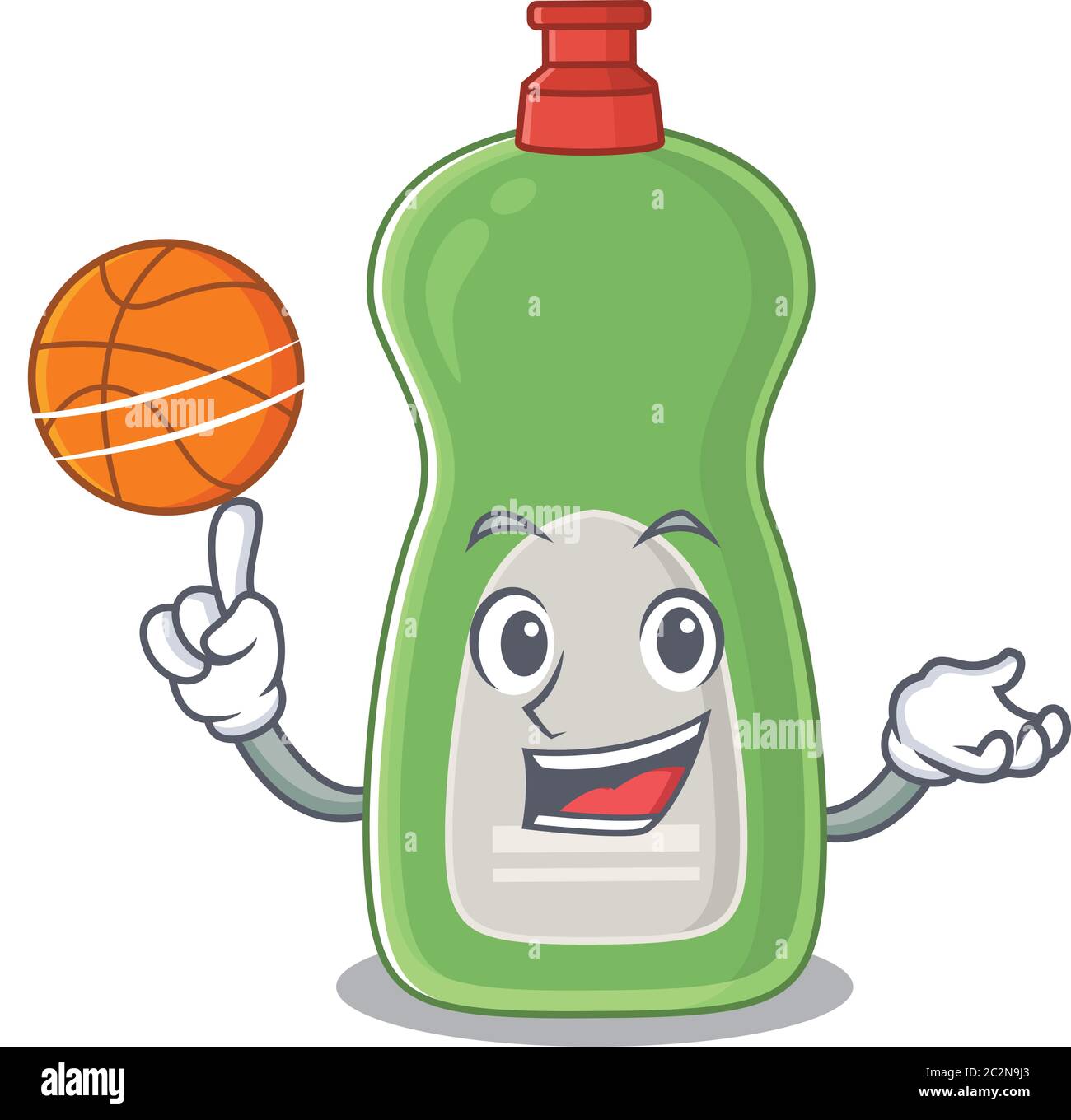 An athletic dishwashing liquid cartoon mascot design with basketball ...