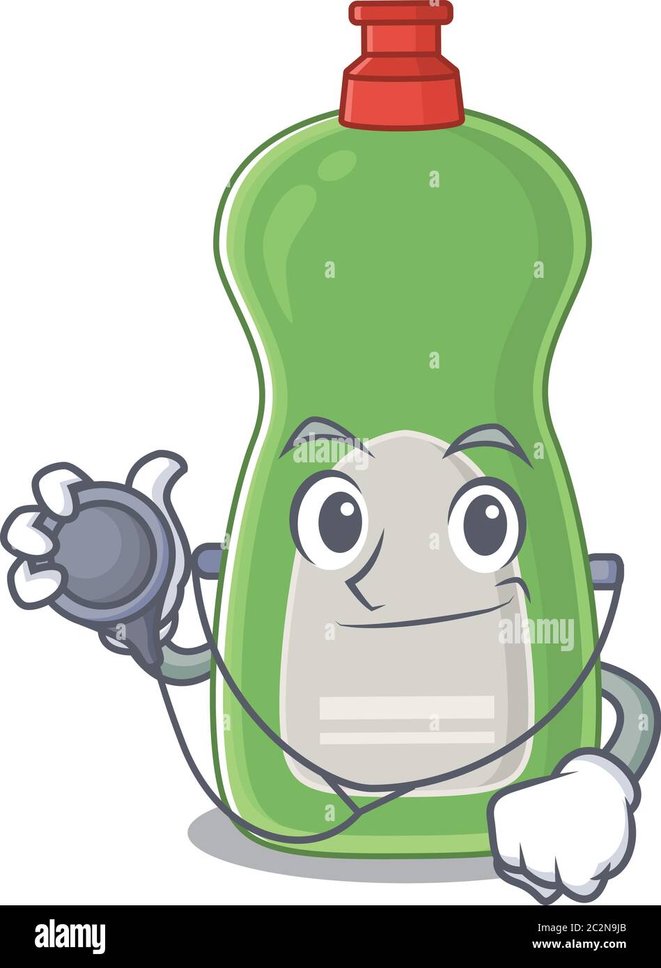 A dedicated dishwashing liquid doctor caricature design working with ...