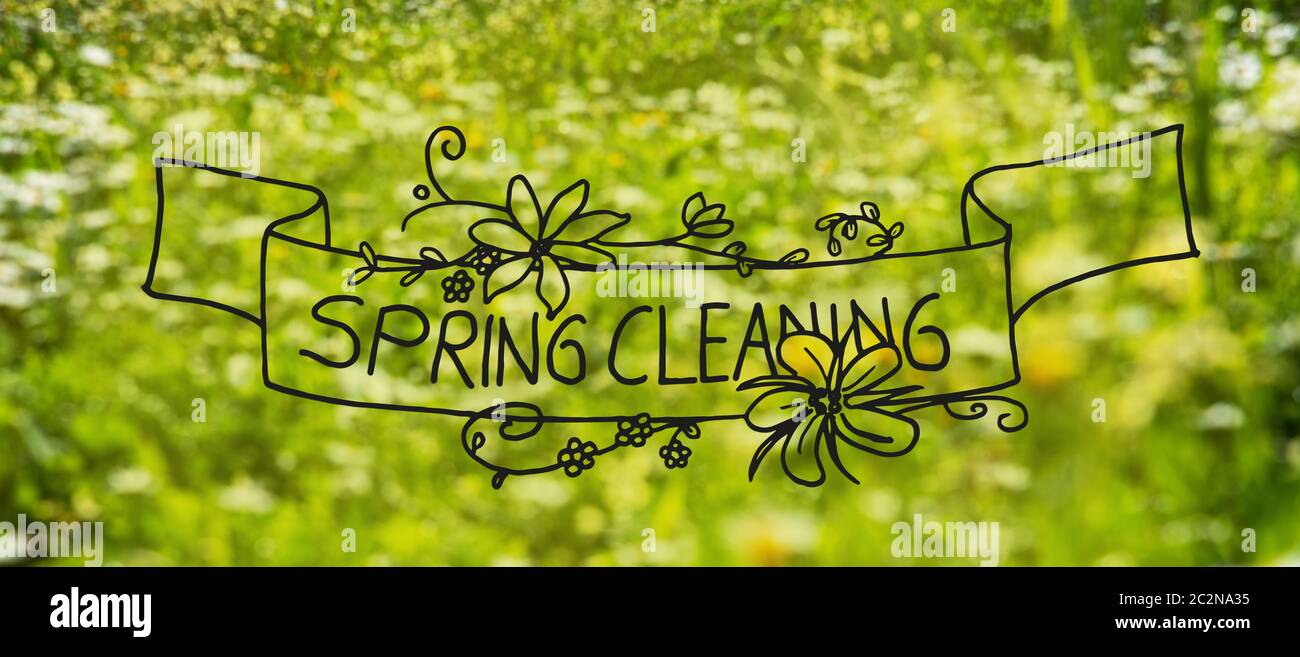 English Calligraphy Spring Cleaning. Beautiful Scenery Of Daisy And ...