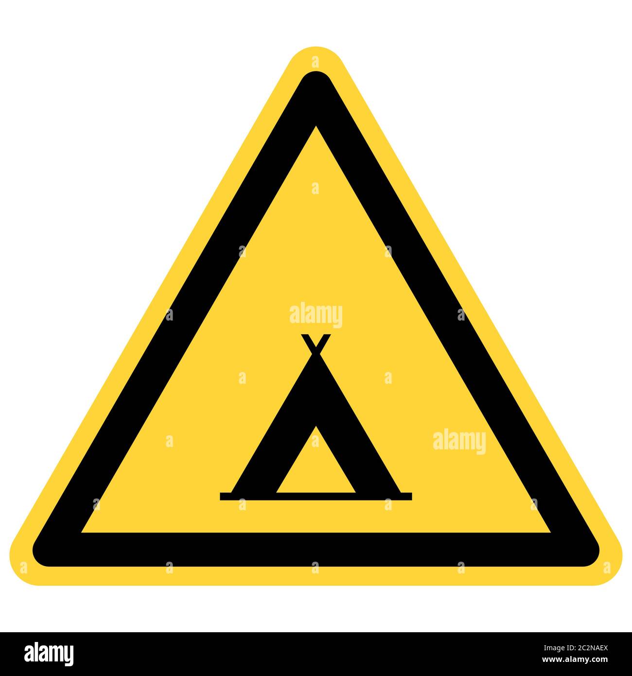 Tent and danger sign Stock Photo - Alamy