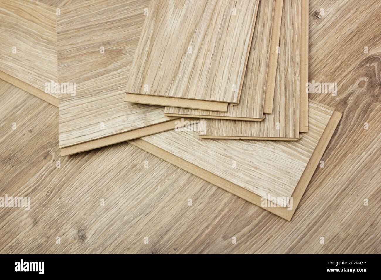laminate plates, imitating oak for flooring Stock Photo - Alamy
