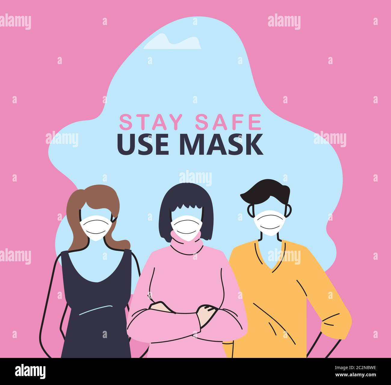 people using mask for safety and prevention vector illustration desing ...