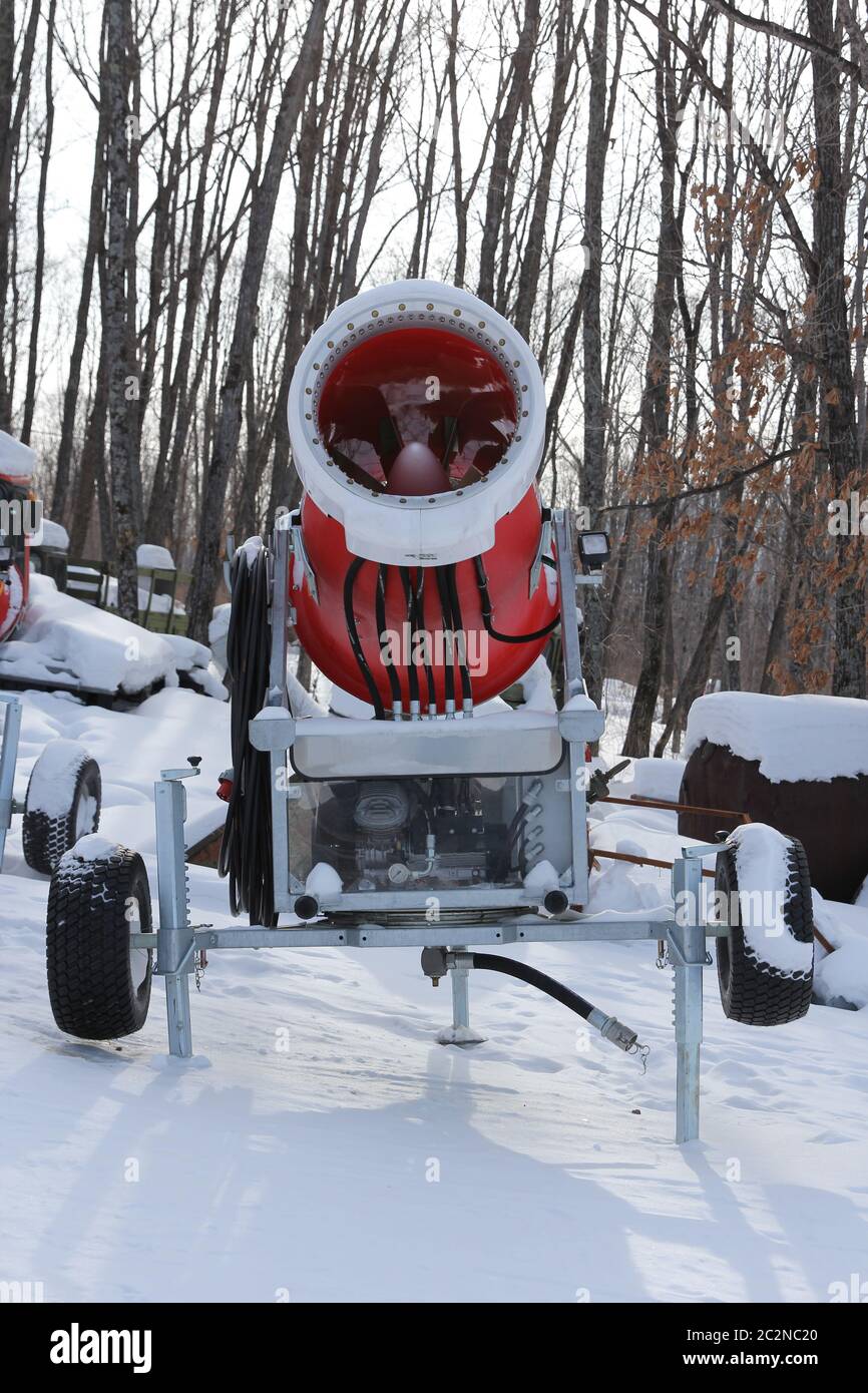 Snowmaking is the production of snow on ski slopes Stock Photo - Alamy