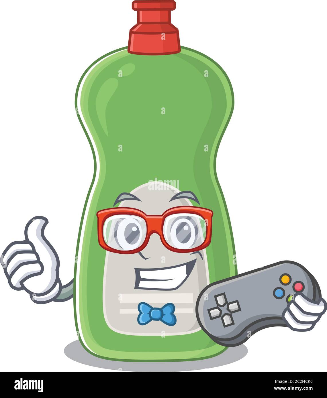 Cartoon Mascot design of dishwashing liquid gamer using controller ...
