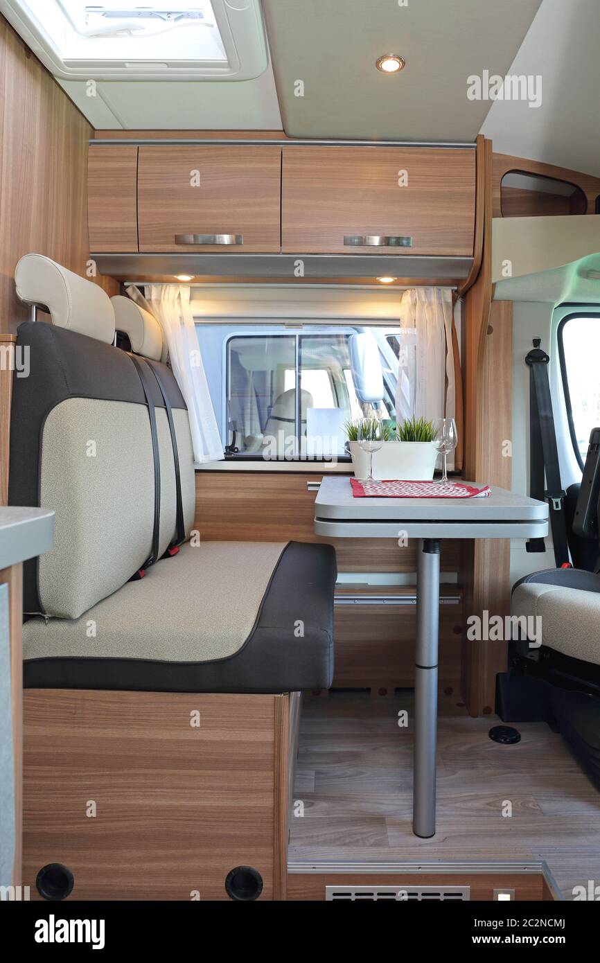 Camping Van Interior Cabin Recreation Vehicle Stock Photo - Alamy