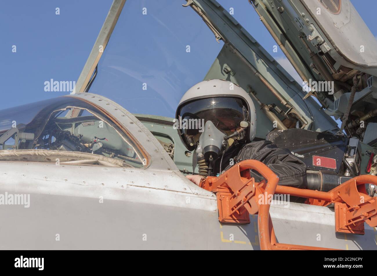 Military pilot in the cockpit of a jet aircraft Stock Photo - Alamy
