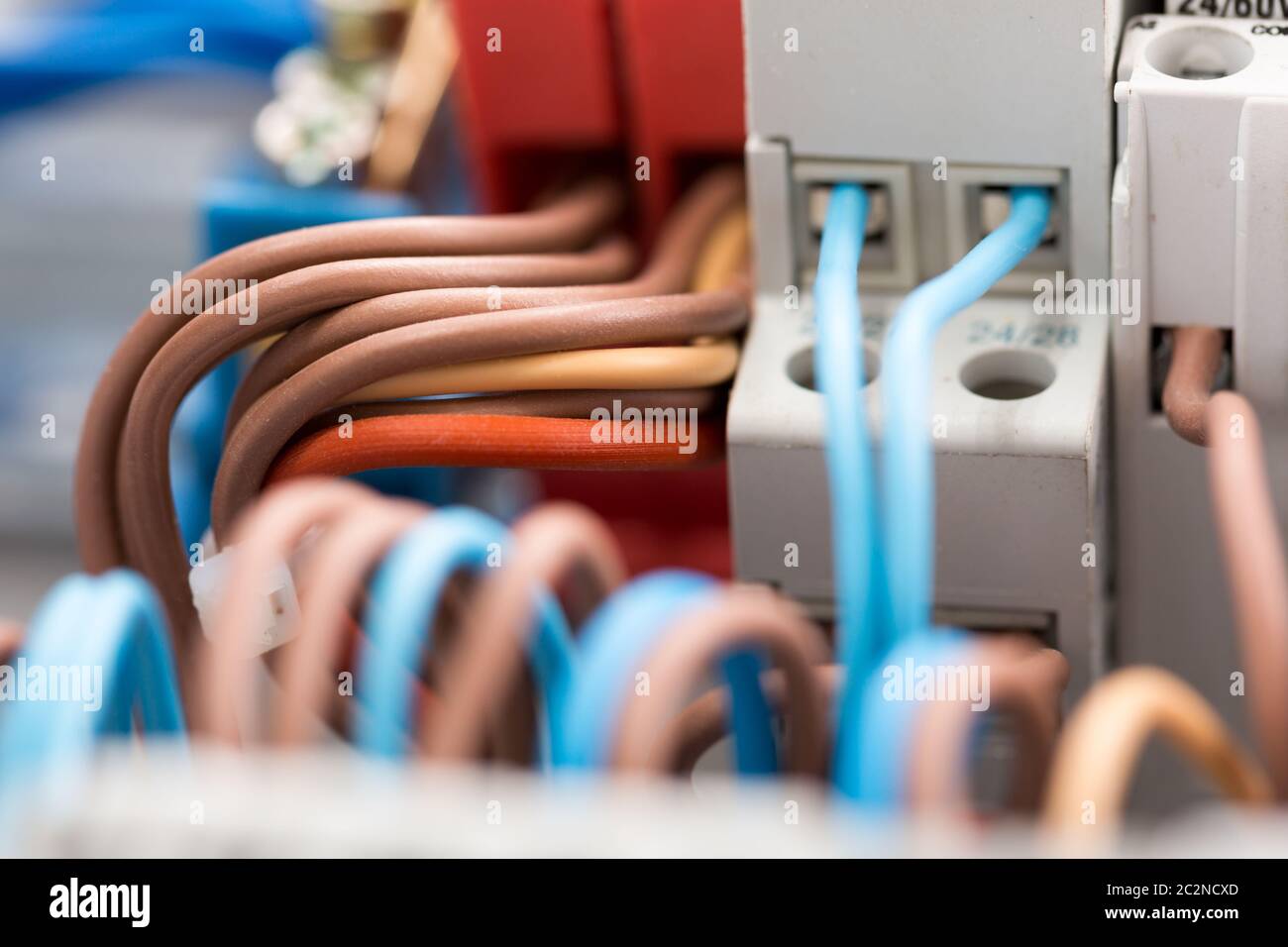 Closeup of electrical supplies in switchgear cabinet Stock Photo - Alamy
