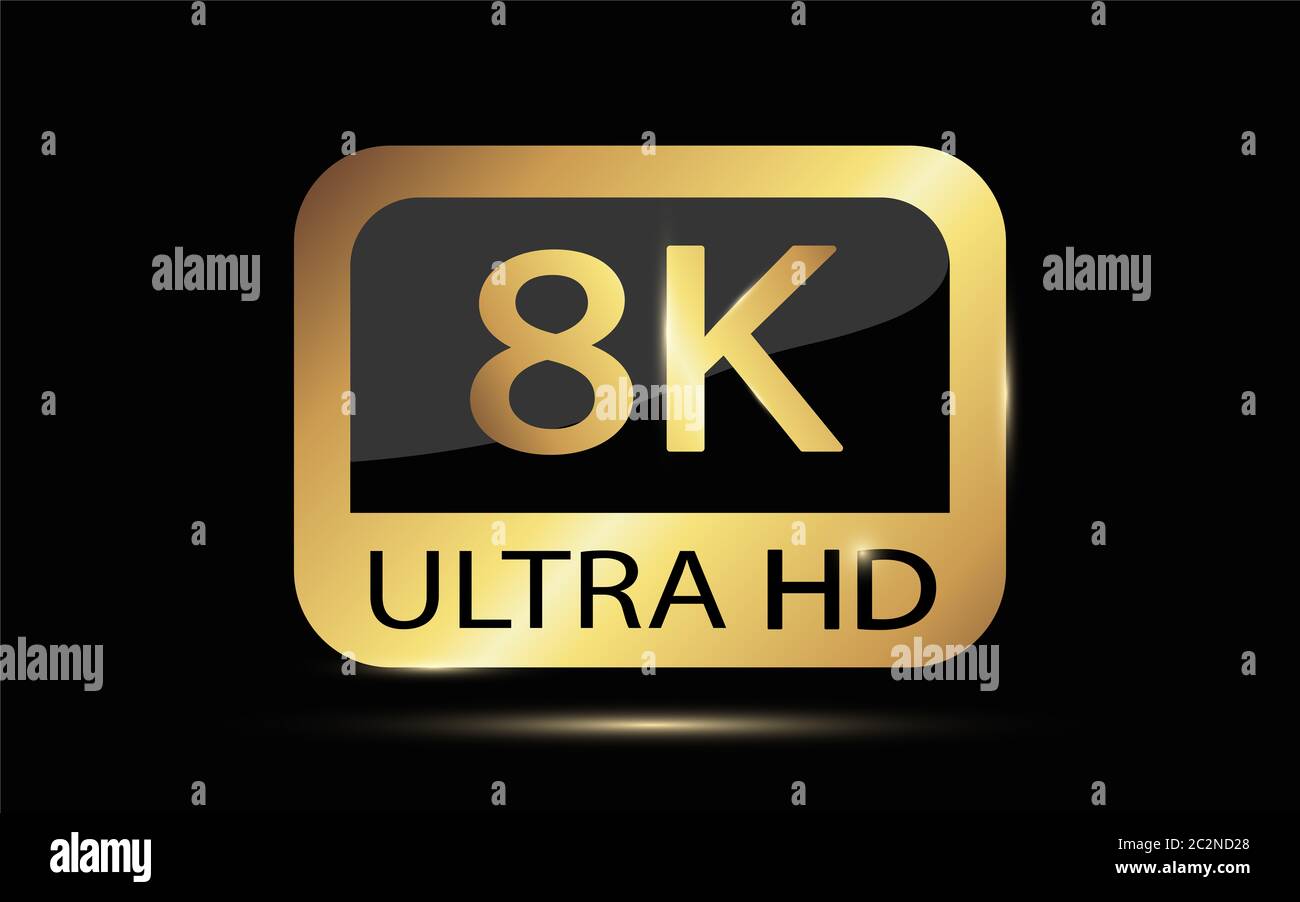 Black, white and golden video or screen resolution icons. Set from ...