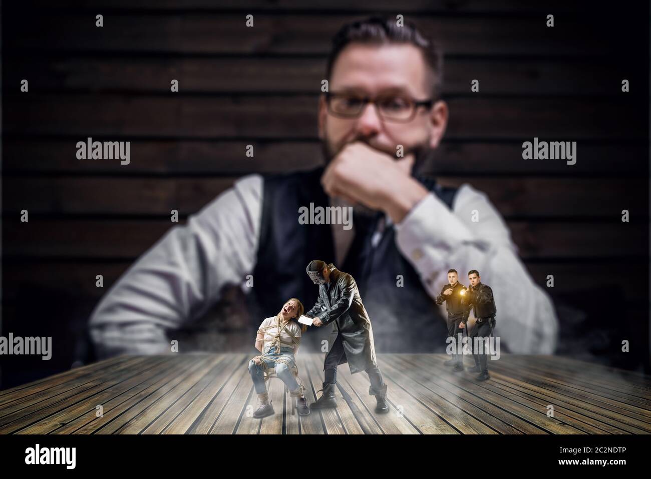 Police investigator is trying to solve a complicated criminal case of ...