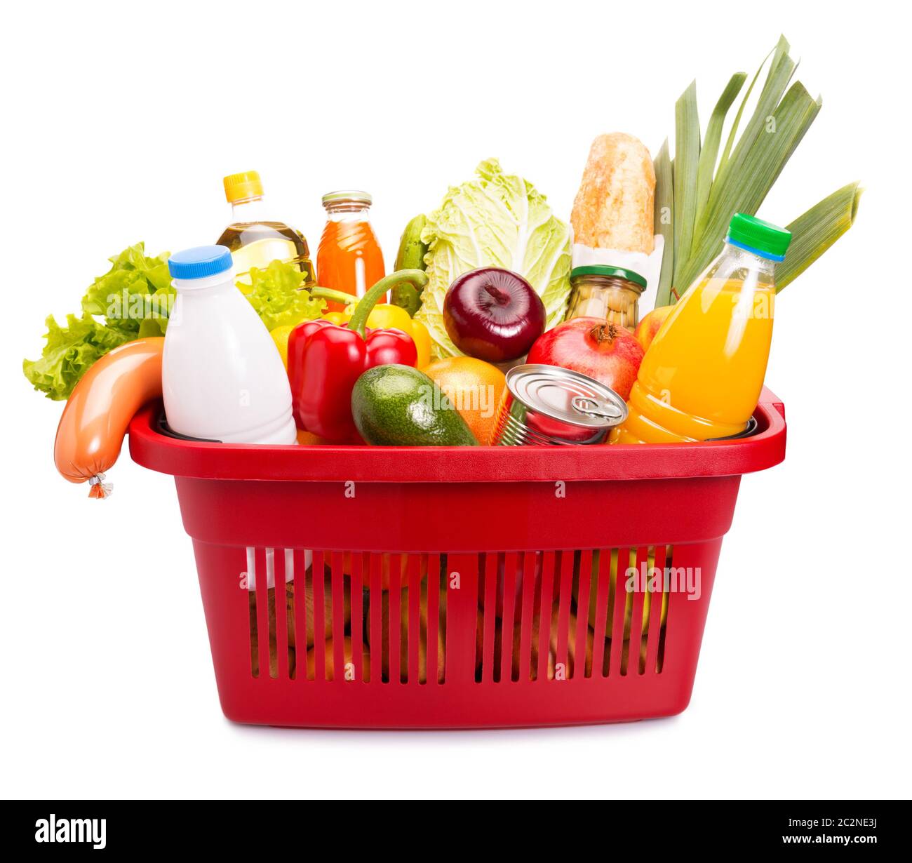 Basket full off fruits and vegetables. Isolated over white Stock Photo ...