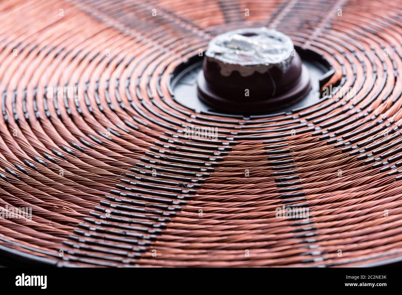 Induction heater copper coil closeup. Electric wires macro detail Stock ...