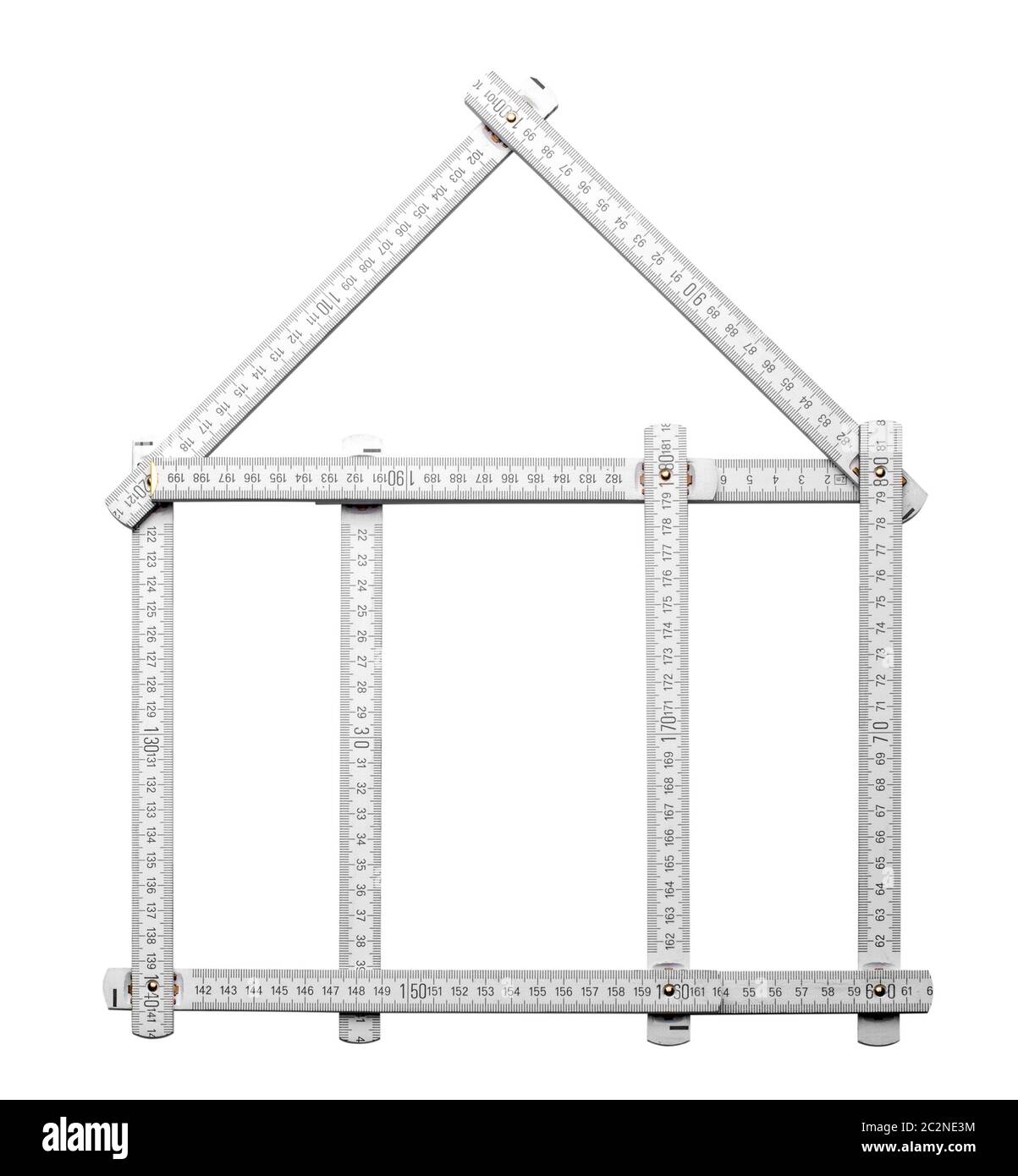 Wooden ruler make a house symbol. Isolated on white Stock Photo - Alamy